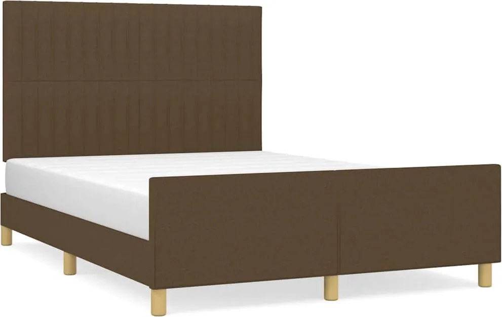 Rám postele bez matrace tmavě hnědý 140 x 190 cm textil 3125214