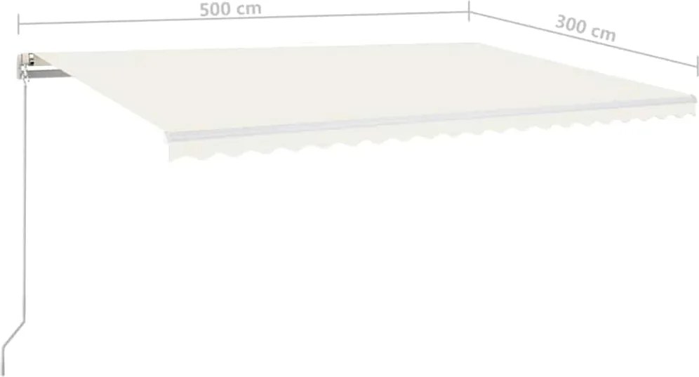 Ručně zatahovací markýza 500 x 300 cm krémová 3068937