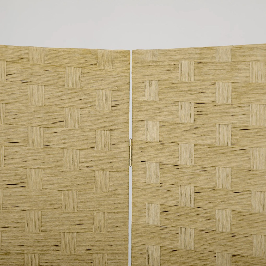 HOMCOM Dělicí stěna 4 panely 159,5x169,5 cm Skládací separator s dekorem z papírového provazu pro ložnici a obývací pokoj Hnědá