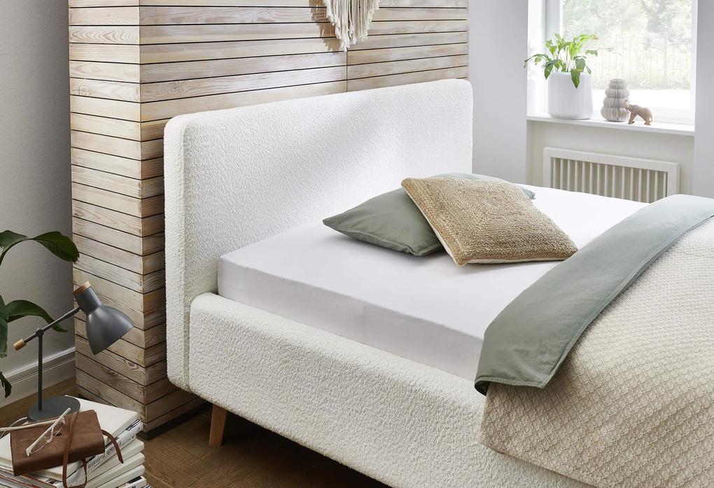 Dvoulůžková postel taupe s úložným prostorem 160 x 200 cm fleece bílá MUZZA
