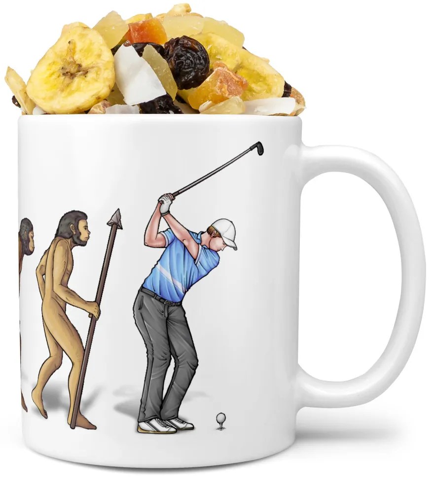 Hrnek Evoluce golfu (Náplň hrníčku: Tropická směs)