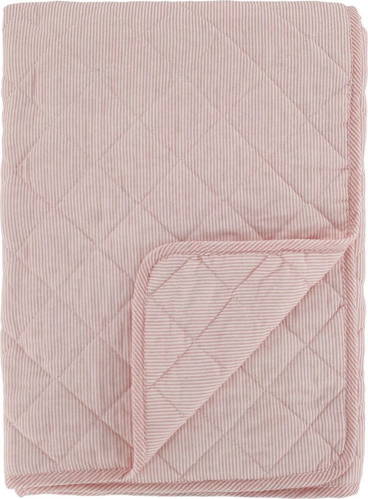 Růžový pruhovaný prošívaný přehoz Aix Quilt - 130*180 cm