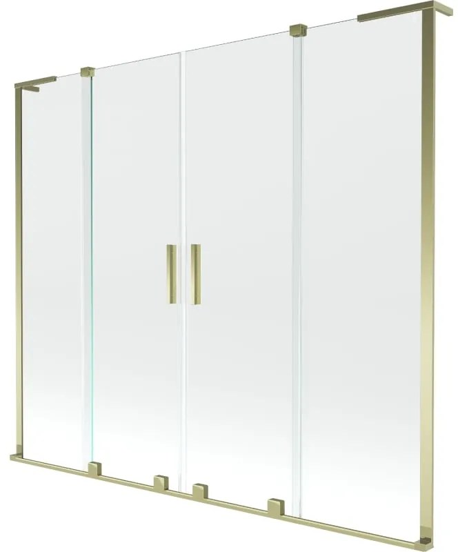 Mexen Velar L Duo, 2-křídlová posuvná vanová zástěna 180 x 150 cm, 8mm čiré sklo, zlatá lesklá, 896-180-003-02-50