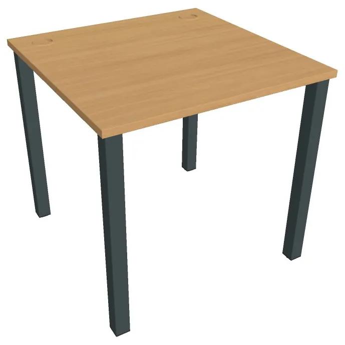 Stůl pracovní rovný 80 cm - Hobis Uni US 800 Dekor stolové desky: buk, Barva nohou: černá
