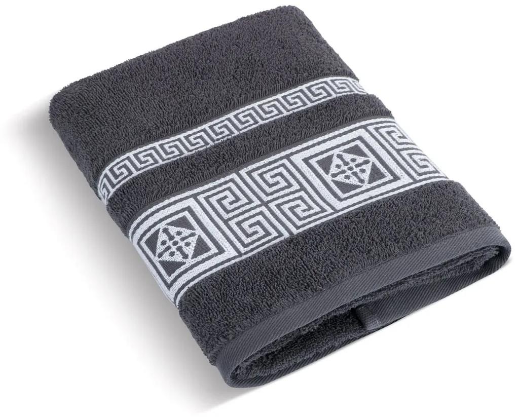 Froté ručník, osuška řecký vzor tmavě šedá - ,  Osuška