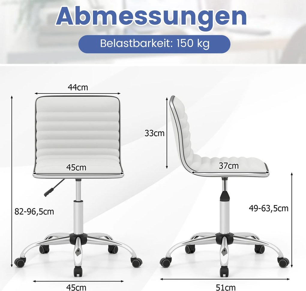 Costway Ergonomická kancelářská židle bez područek, polstrovaná otočná židle