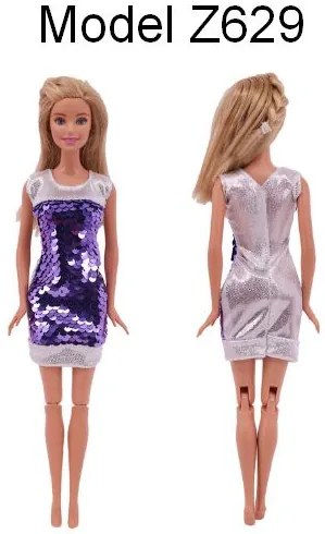 Oblečky pro panenku Barbie - lesklé party šaty s flitry Varianta: model Z629