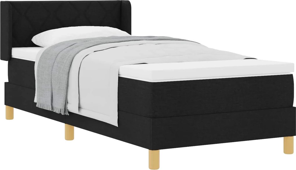 Postel s boxspringem s čelo Černá 190 x 90 cm textil 3341330