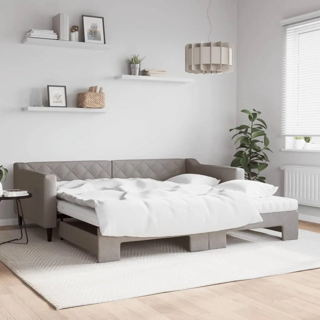 Válenda s přistýlkou a matracemi taupe 100 x 200 cm textil 3197452