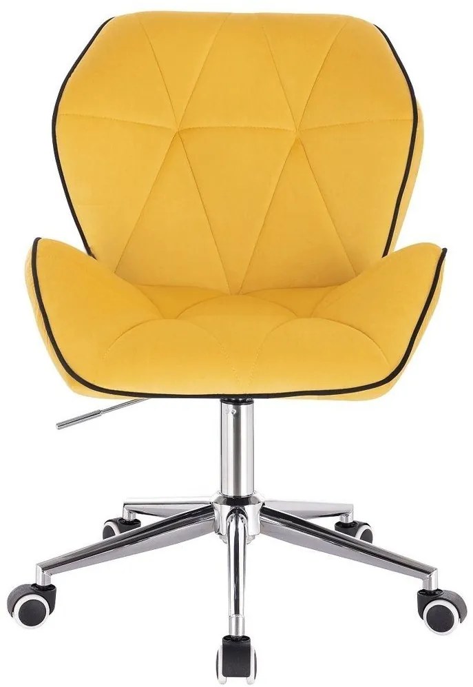LuxuryForm Židle MILANO MAX VELUR na stříbrné základně s kolečky - žlutá
