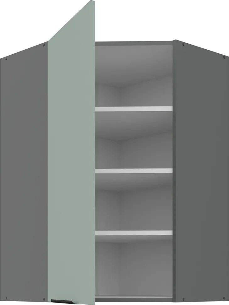 ARIA sa | horní kuchyňská skříňka 60x60 GN-90 1F (45°) rohová s policemi | 60x60 cm | VYSOKÁ | antracit/aquamarine