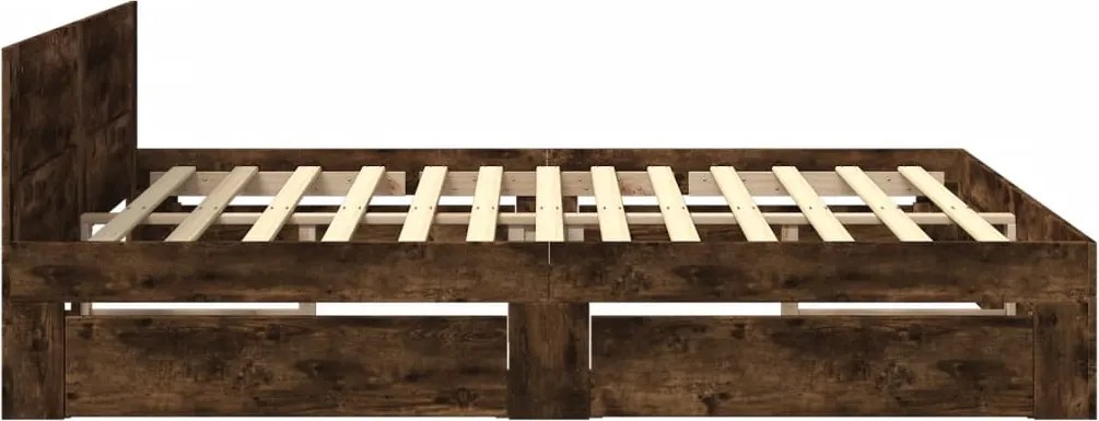 Rám postele s čelem kouřový dub 200 x 200 cm kompozitní dřevo 3295538