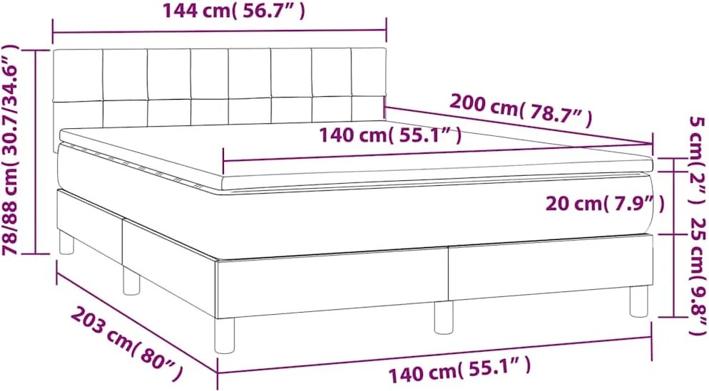 Box spring postel s matrací modrá 140x200 cm textil 3140063
