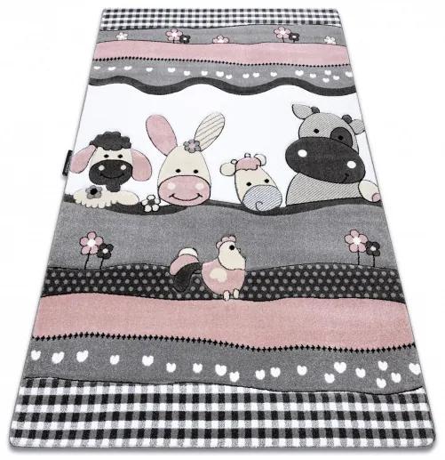 Dywany Łuszczów Dětský kusový koberec Petit Farm animals pink Rozměry koberců: 140x190