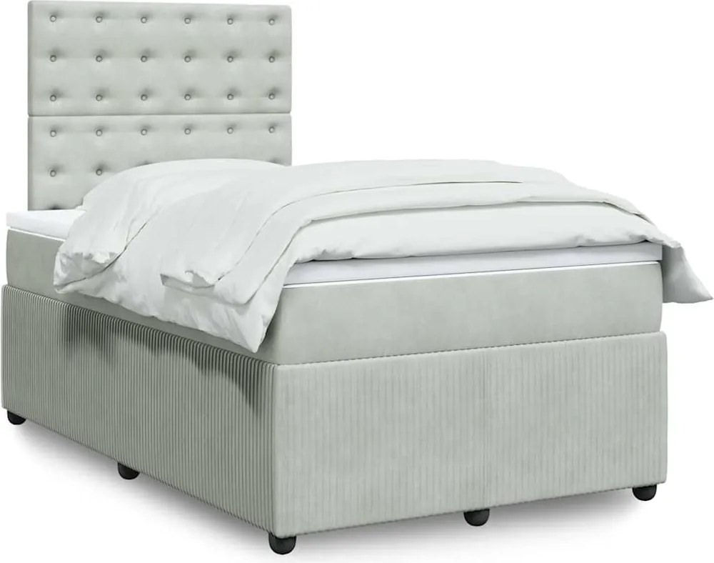 Box spring postel s matrací světle šedá 120 x 200 cm samet 3292322