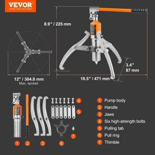 Hydraulický stahovák ozubených kol, oddělovač ložisek kol s maximální kapacitou
