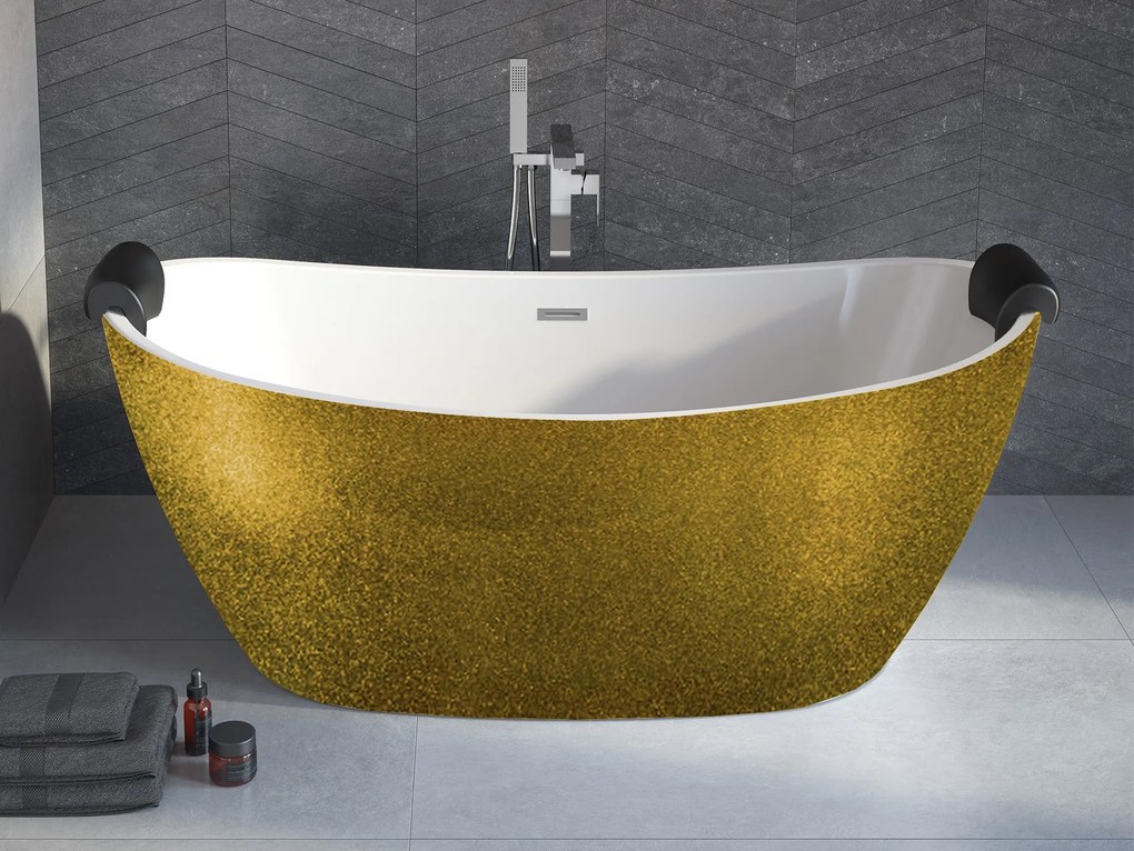 Besco Ayla Glam vana volně stojící 170 x 80 cm sifon bílá zlatá barva VANAYLA170WG1 Koupelny Bernold