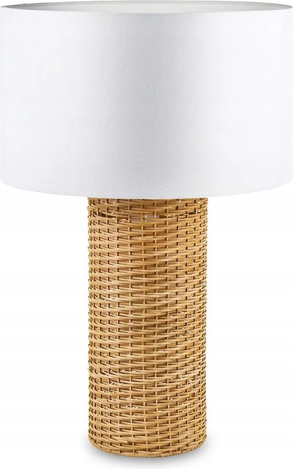Velká Stolní Lampa Hnědá 70 cm Bílý Stínidlo Boho