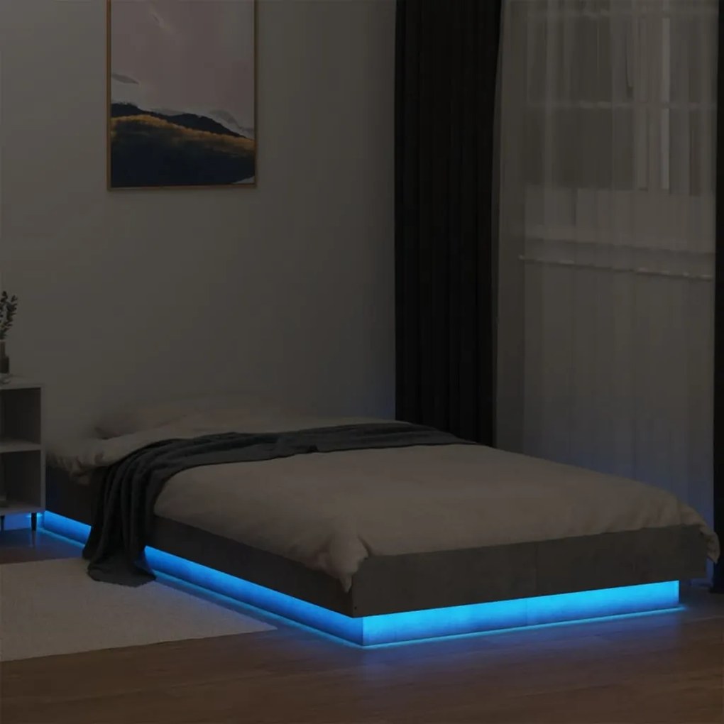 Rám postele s LED osvětlením betonově šedý 90 x 190 cm kompozit 3281150