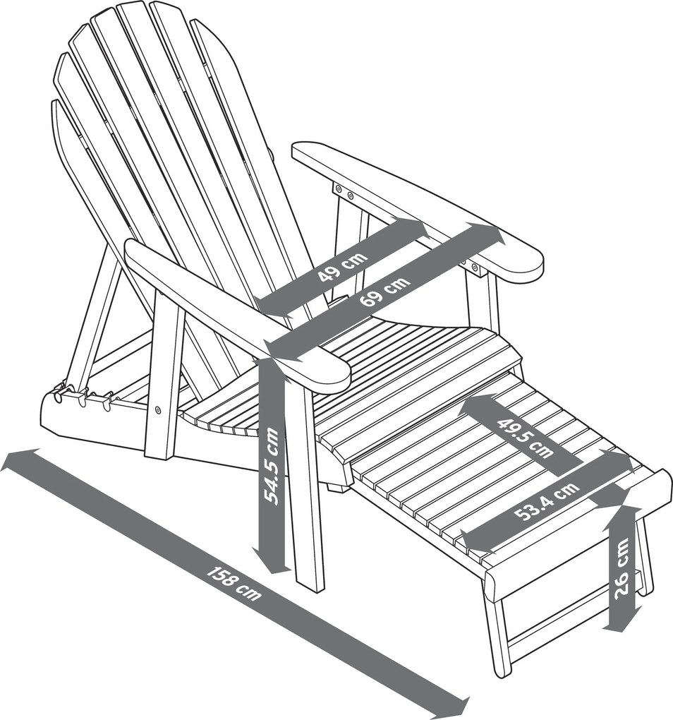 Tchibo - Relaxační křeslo Adirondack s výsuvnou podnožkou - barva: modrá