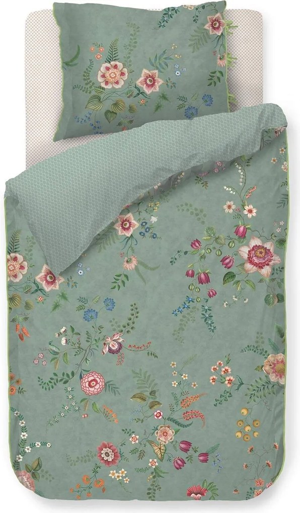 Pip Studio perkálové povlečení Everbloom Green - 140 x 200 + 70x90 (Oboustranné povlečení z bavlněného perkálu )