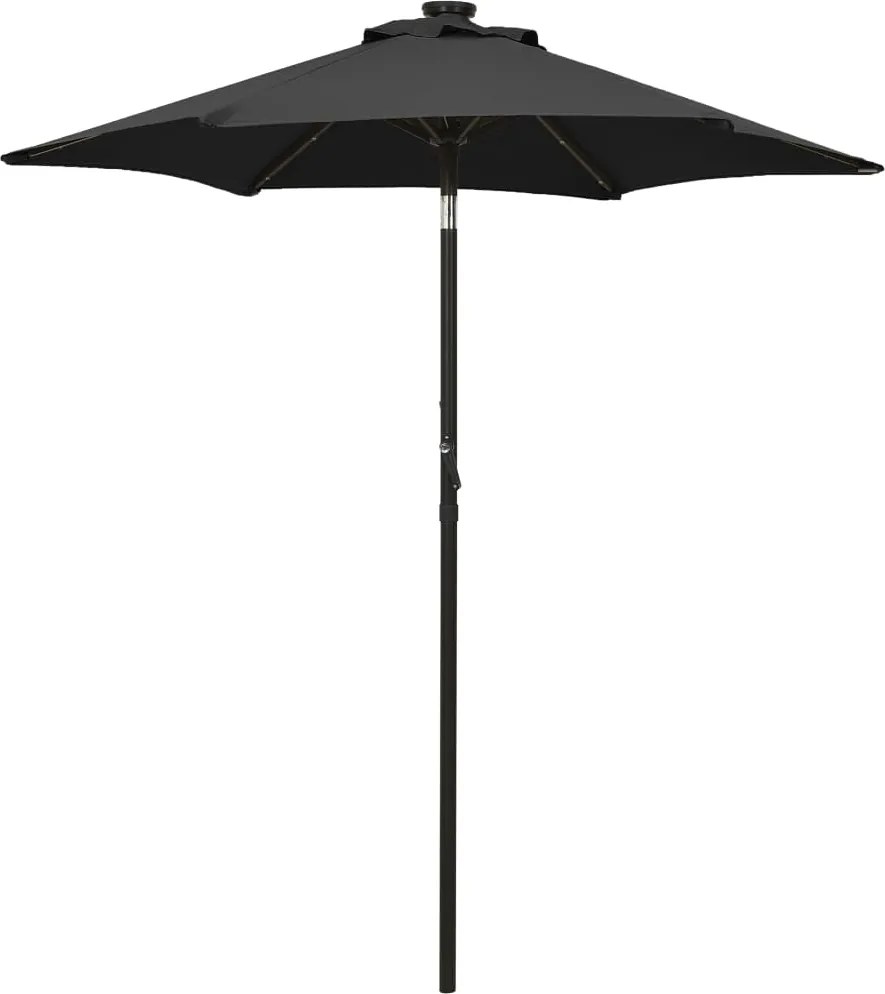 Zahradní slunečník s LED osvětlením černý 200 x 211 cm hliník 313563
