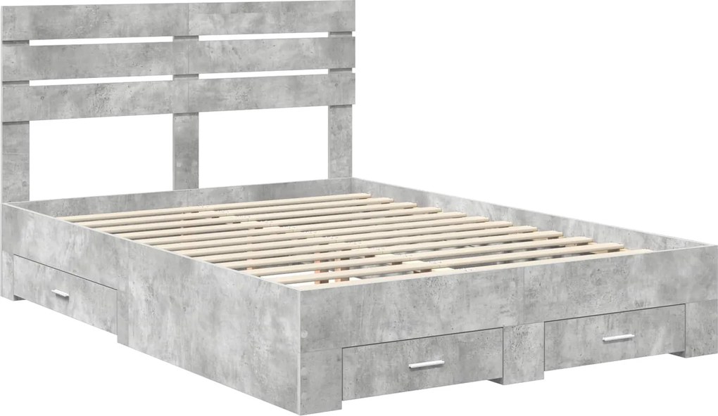 Rám postele s čelo Betonově šedá 160 x 200 cm Kompozitní dřevo 3411625