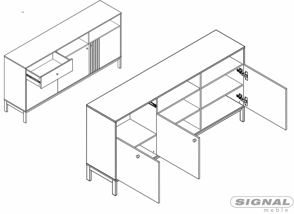 Komoda Frost 180 cm krémová/alpský dub