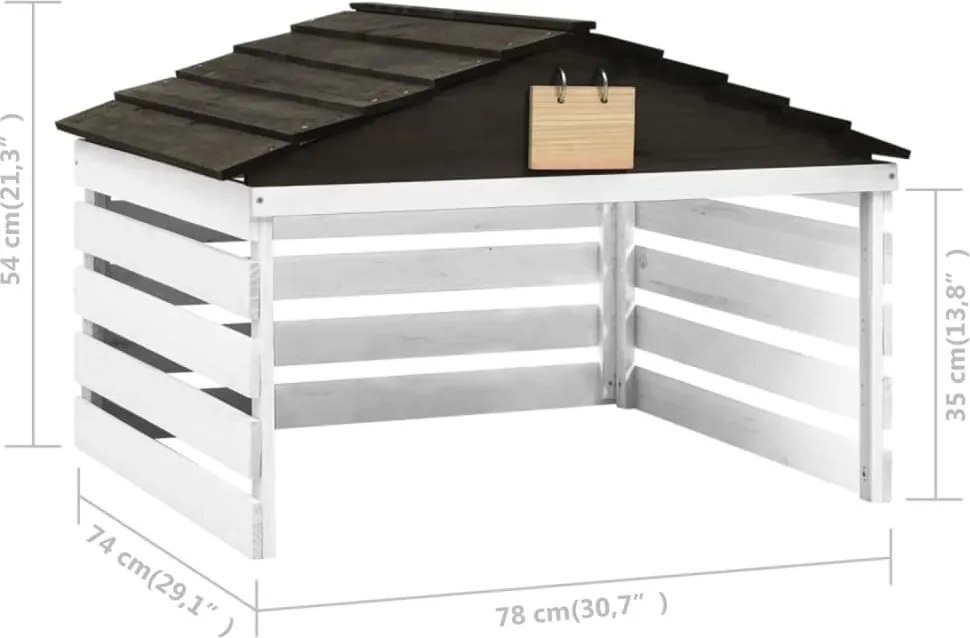 Garáž na robotickou sekačku černobílá 78x74x54 cm jedlové dřevo 315300