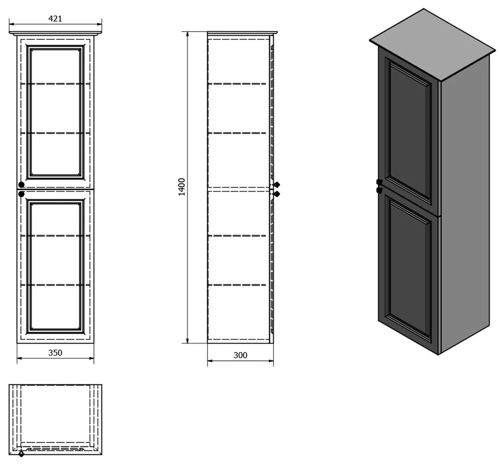 Sapho, VIOLETA skříňka vysoká 35x140x30cm, pravá, bílá (VI165P), VI165-3131