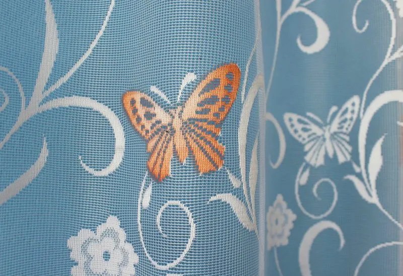 Hotová žakarová oblouková záclona bílá motýl 180x320 Ervi 7514