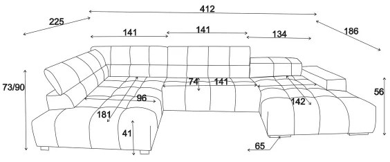 Rohová sedací souprava do U TROPEA šedá