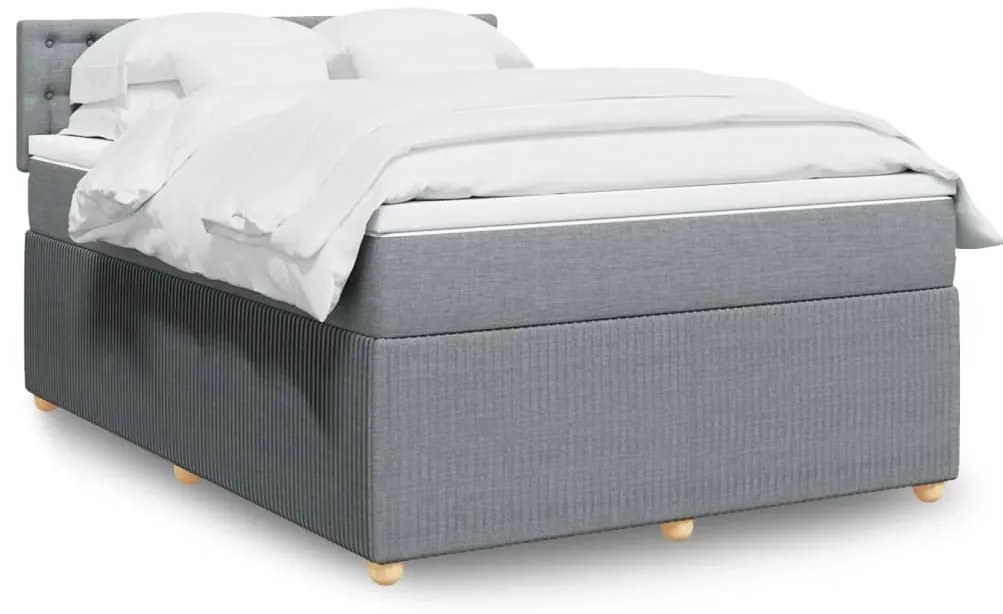 Box spring postel s matrací světle šedá 140 x 190 cm textil