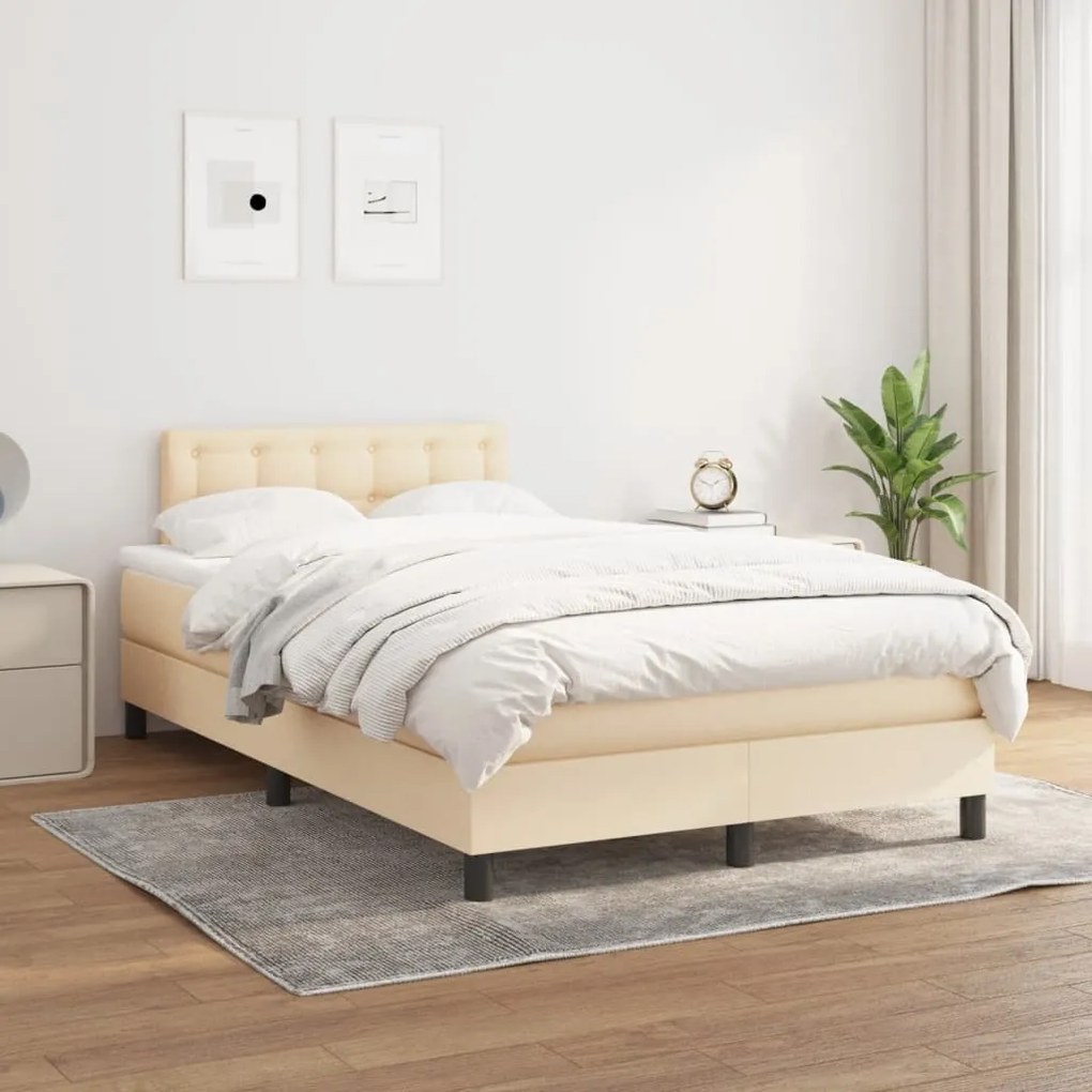 Box spring postel s matrací krémová 120x190 cm textil 3269756