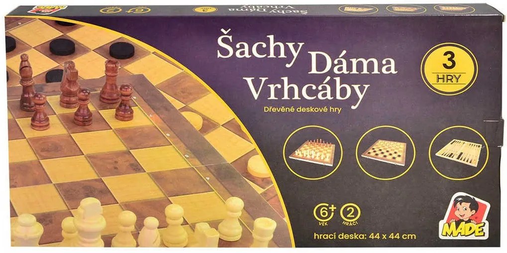 _Ostatní 1_ DŘEVO Hra šachy dáma backgamon 3v1 *SPOLEČENSKÉ HRY* 03967