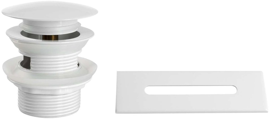 Aqualine - Set vanové výpusti a krytky přepadu, ClickClack, lesklá bílá TF9005W