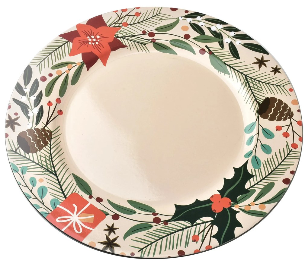 Dekorativní podtalíř BLANCHE FESTIVE VI 33 cm bílý s vánočním motivem