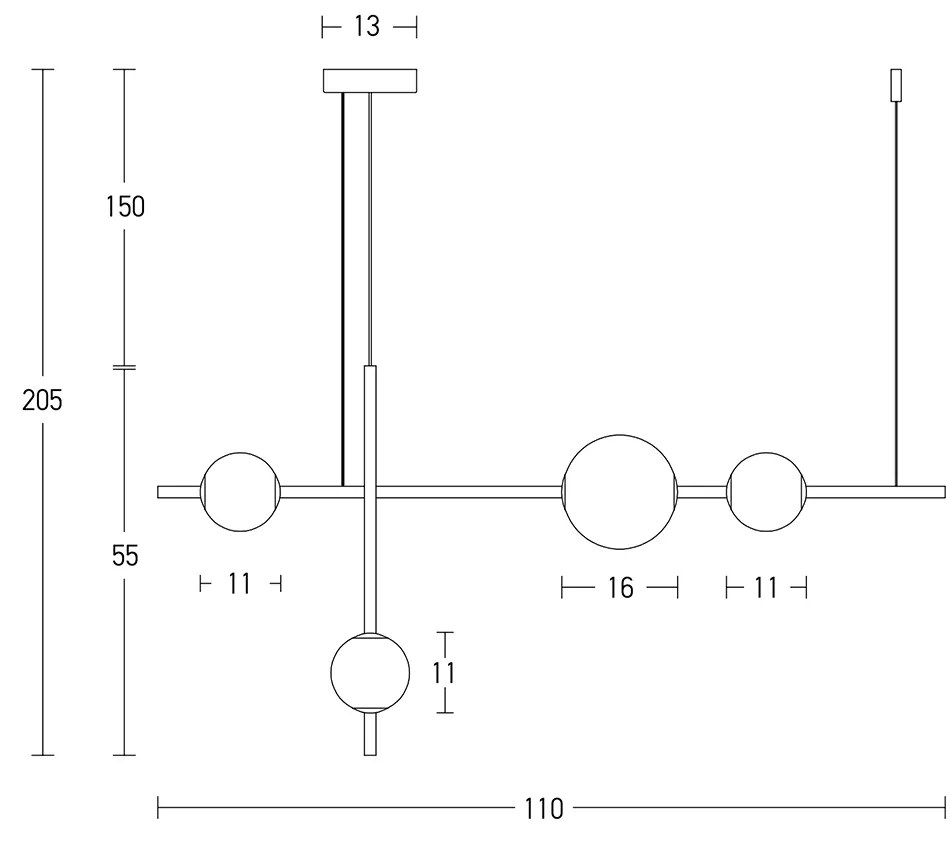 Zambelis 20131 závěsné stmívatelné LED svítidlo černé, 18W, 3000K, 110cm