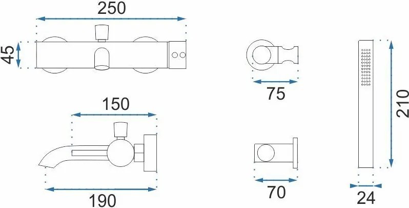 Rea Lungo - vanová baterie + set, růžová-zlatá, REA-B6695
