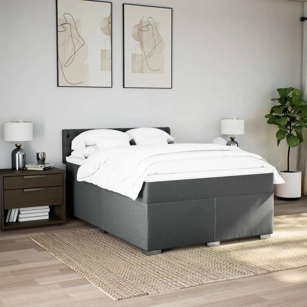 Box spring postel s matrací tmavě šedý 140 x 190 cm textil 3285891