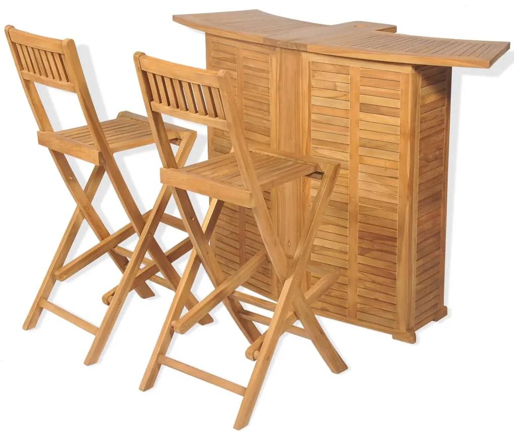 43805 vidaXL 3dílný bistro set se skládacími židlemi masivní teakové dřevo