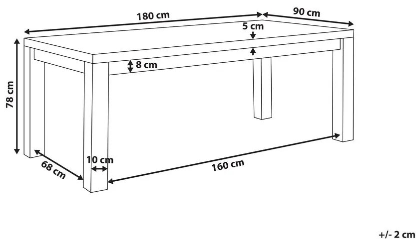 Jídelní stůl z akátového dřeva světle hnědý 180 x 90 cm TESA Beliani