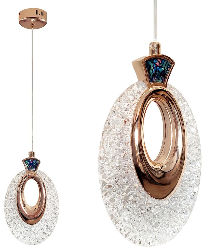 Toolight Moderní závěsné LED osvětlení Crystal D2 LHJ109-1CP růžová zlatá