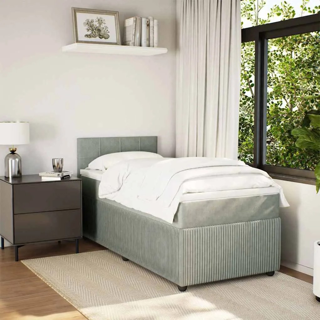 Box spring postel s matrací světle šedá 100x200 cm samet 3289962