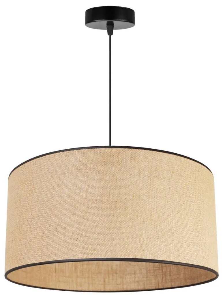 Závěsné svítidlo Juta, 1x jutové stínítko, (výběr ze 2 barev konstrukce), (fi 45cm), bl