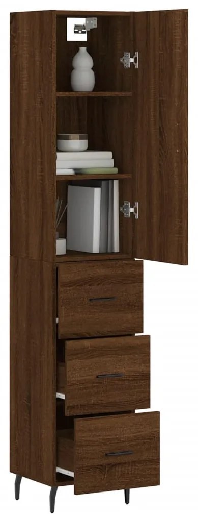 Skříň highboard hnědý dub 34,5 x 34 x 180 cm kompozitní dřevo,  3198872