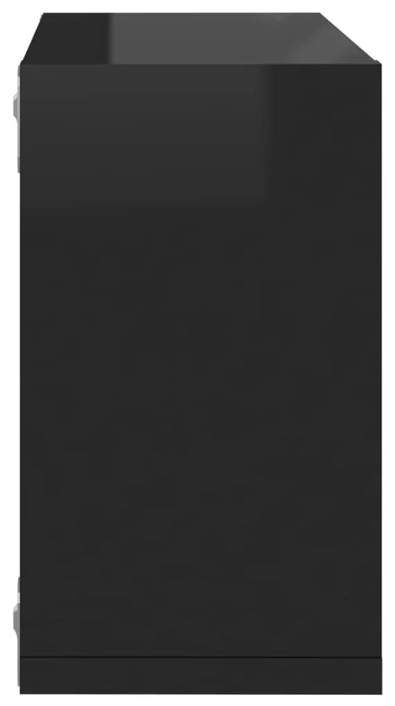 Nástěnné police kostky 2 ks černé lesklé 26x15x26cm dřevotříska - Default Title