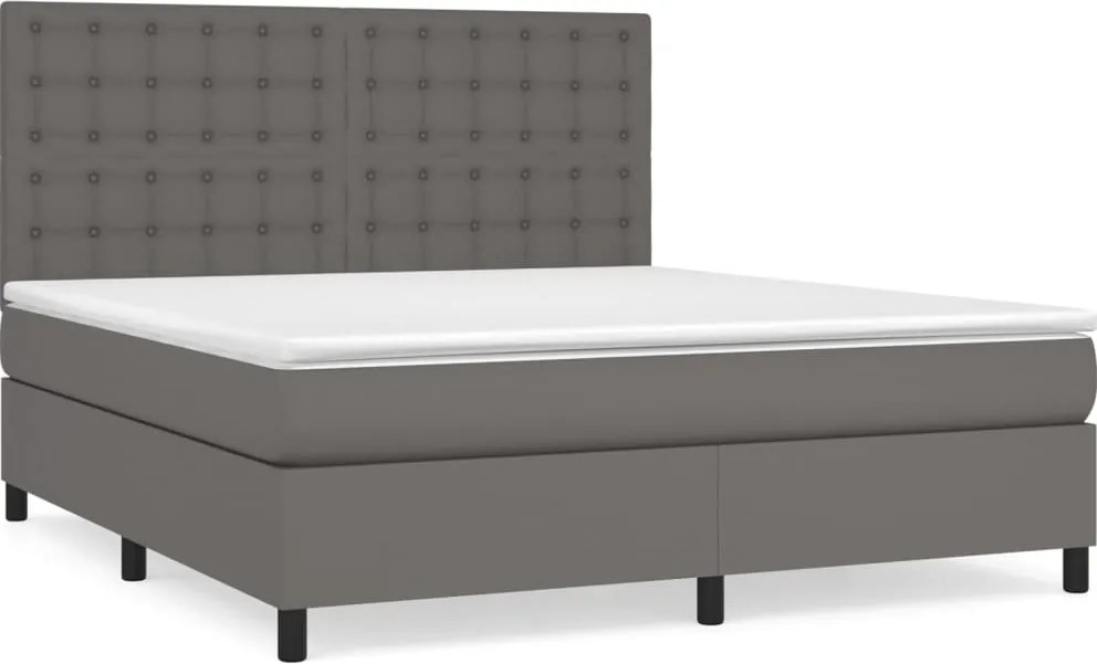 Box spring postel s matrací šedá 160x200 cm umělá kůže 3142855