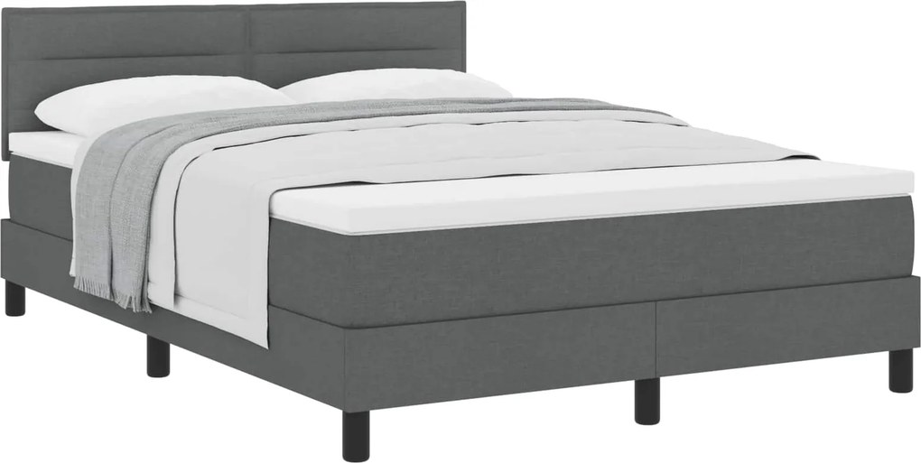 Postel s boxspringem s čelo Tmavě šedá 140 x 200 cm textil 3338616