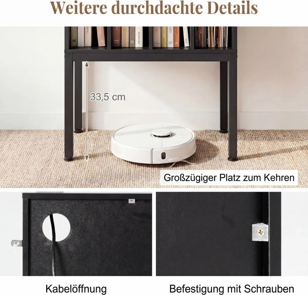 Costway Stojan na gramofon s integrovanou nabíjecí stanicí a 4 přepážkami